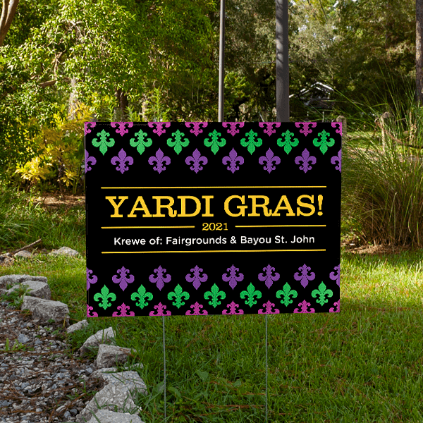 Yardi Gras Saint Pattern Yard Sign - CustomSigns.com