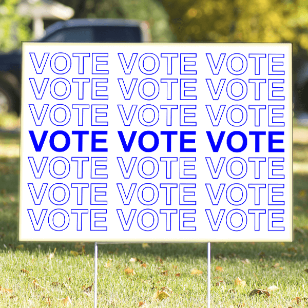 Thank You Bag Style Blue "Vote" Yard Sign | 18" x 24" - CustomSigns.com