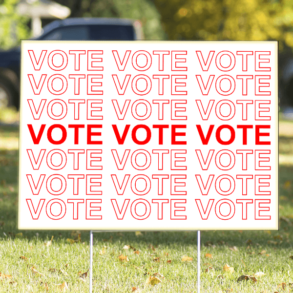 Thank You Bag Style Red "Vote" Yard Sign | 18" x 24" - CustomSigns.com