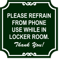 Locker Room Phone Engraved Plastic Sign | 12" x 12" - Customsigns.com