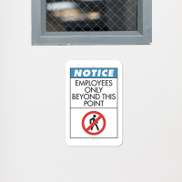 Vertical Notice Employees Only Beyond Point Sign - Custom Signs