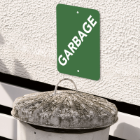 Vertical Green Garbage Sign - Custom Signs