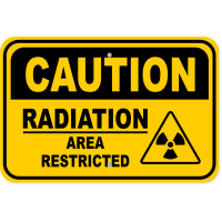12" x 18" Caution Radiation Area Restricted Aluminum Sign - CustomSigns.com