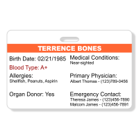 Emergency Health Information Horizontal Wallet Reference Card ...