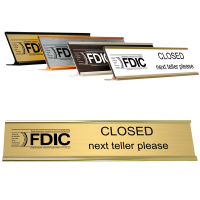 FDIC Next Teller Sign with Aluminum Desk Holder | 2" x 10 ...