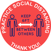 Red Practice Social Distancing Floor Decal - CustomSigns.com