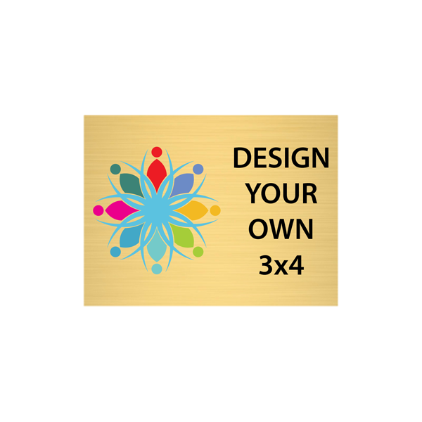 Horizontal Full Color Brass Signs 3" x 4" | Customsigns.com